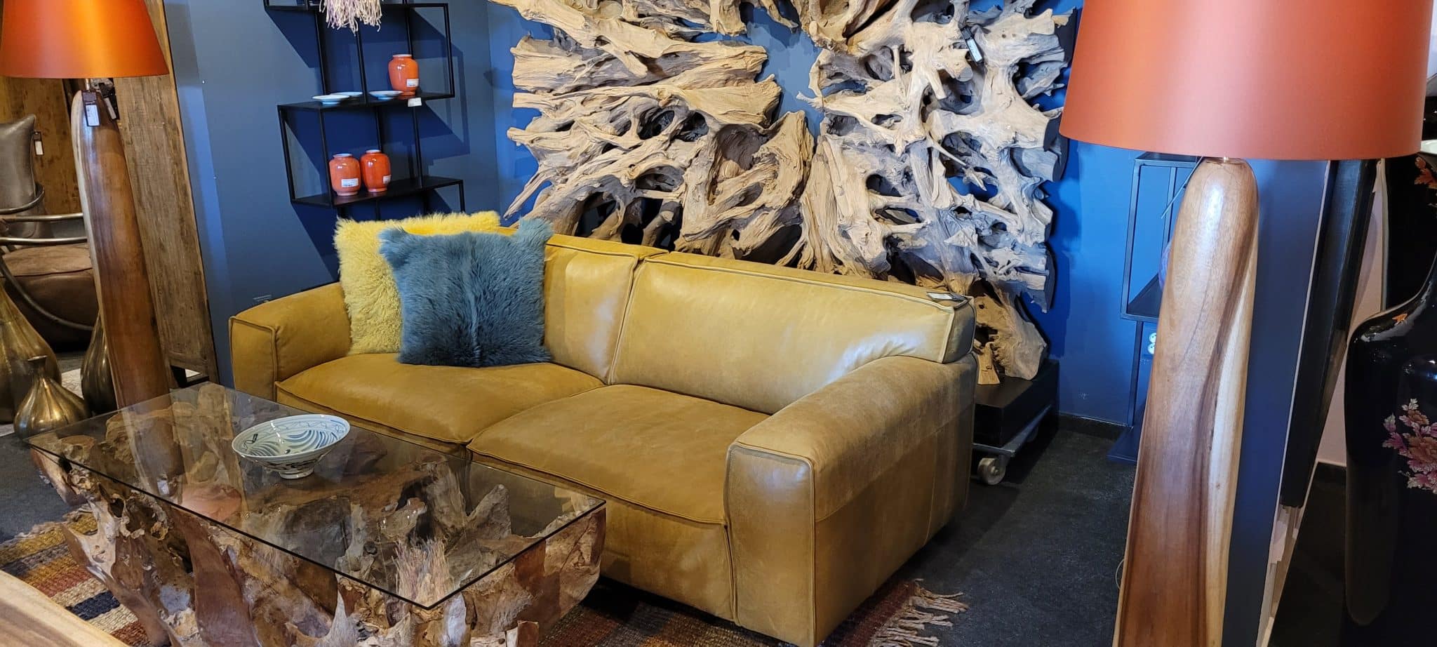 Pohovka Chicago Mustard - kůže (3-místná) | HomyHome